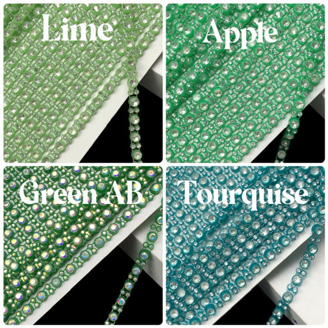 32 Colors of SS14 Colored Rhinestone String, 3mm High Quality Glass ...