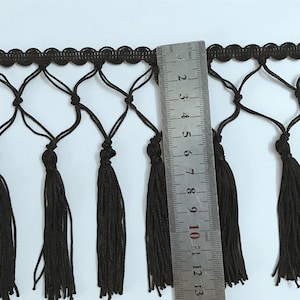 Tussle Dangling String Trim on Lace by Yards, White and Black ...