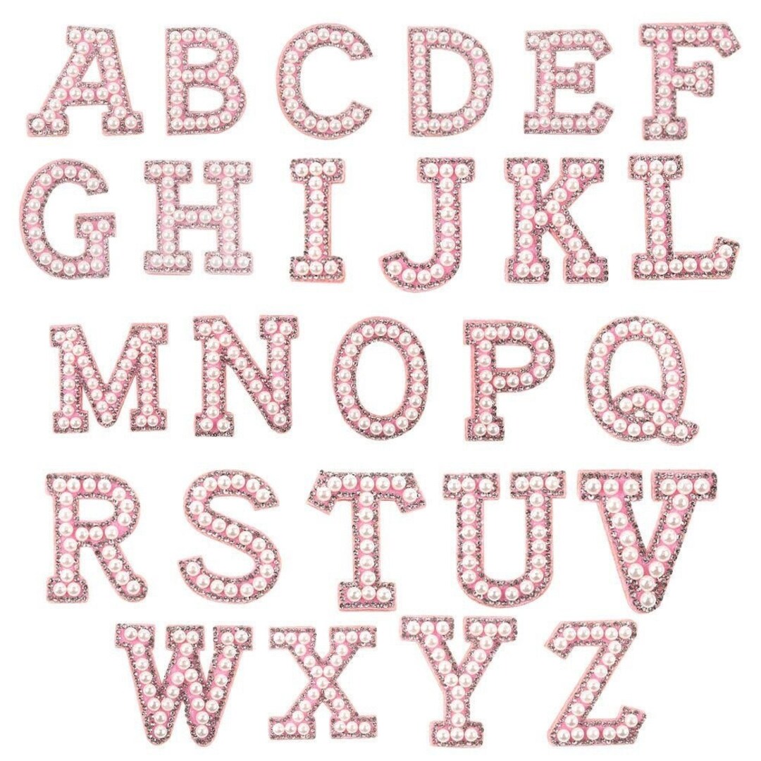 Pink Pearl Alphabet Letter Patch ,2-4.5x4.5cm, Irone on Bridal and ...