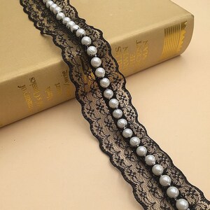 Faux Pearl String With Lace by Yards, Lace 35 Mm, Pearl 7mm, Immediate ...