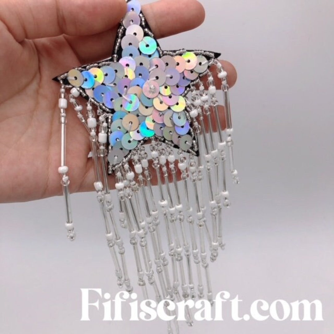 Star Sequin Patch With Beaded Tussle, Immediate Shipping From USA, Perfect Items for Party ...