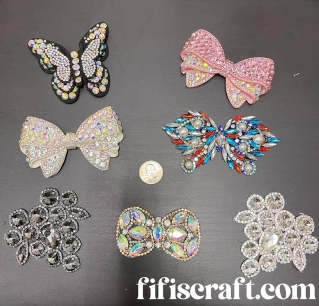 Bows and Butterfly Rhinestone Patches Appliques, Immediate Shipping ...