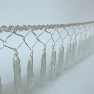 Tussle Dangling String Trim on Lace by Yards, White and Black ...