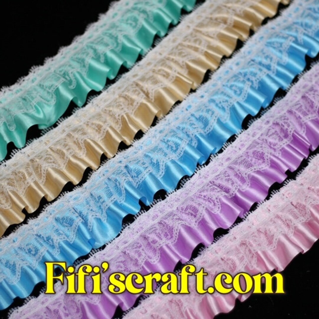 5 Colors of Double Layered Elastic Ruffle Lace Trim by Yards, 5 Cm Wide ...