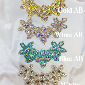 4 Colors of Rhinestone Patch, Rhinestone Applique for Bridal Dress ...