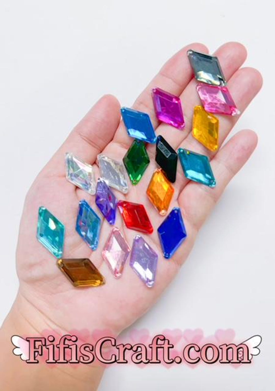14X25 Mm Diamond Shape Flatback Plastic Resin With Two Hold on Edges ...