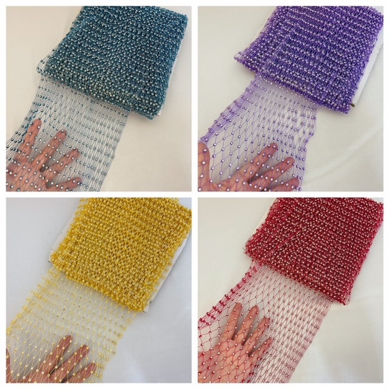 Rhinestone Fishnet Fabric - Etsy