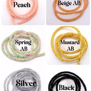 44 Colors Available of 6 Mm Cylinder Glitter String Trim, Soft Hallow ...