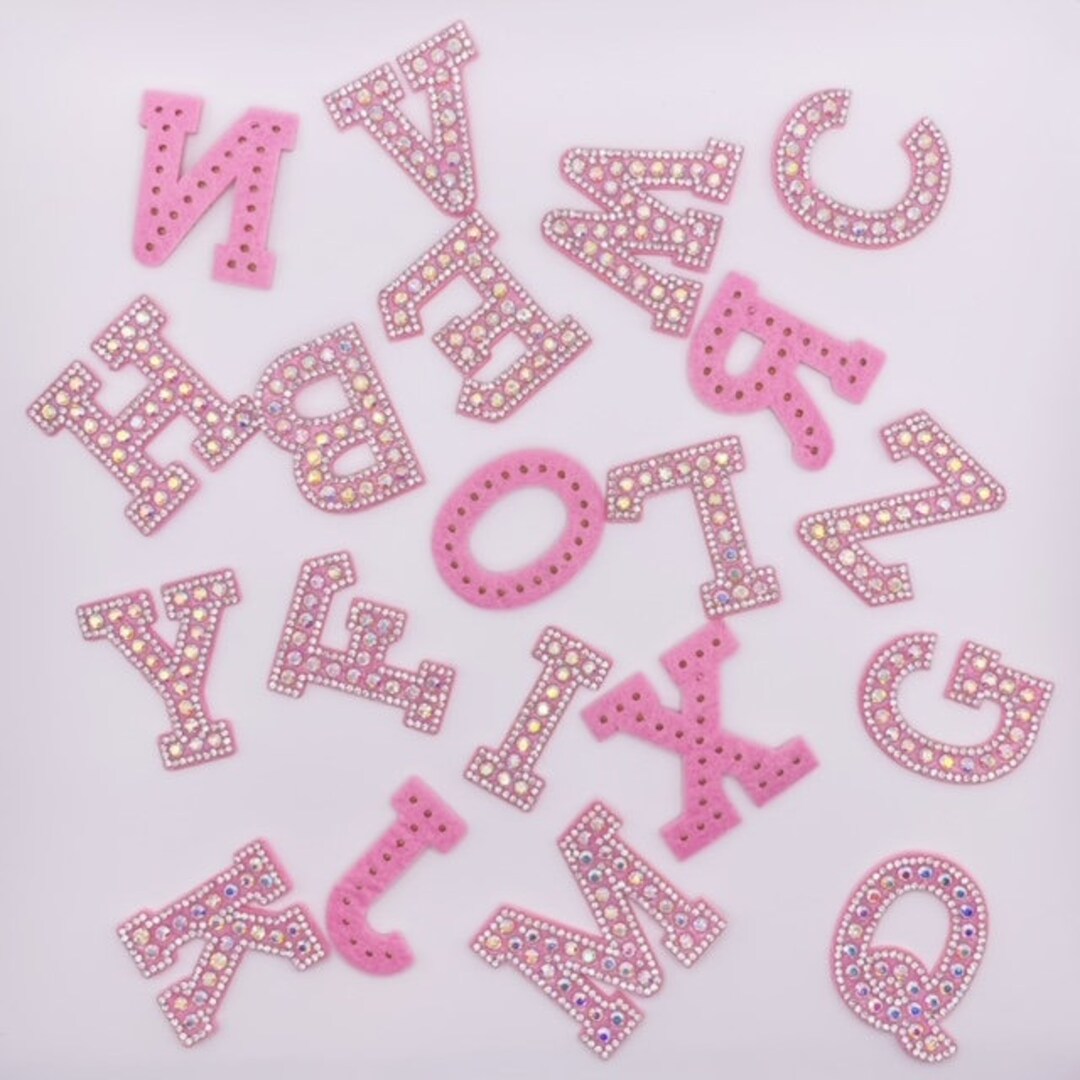 Pink AB Rhinestone Alphabet Letters Patches, Perfect for DIY Projects ...