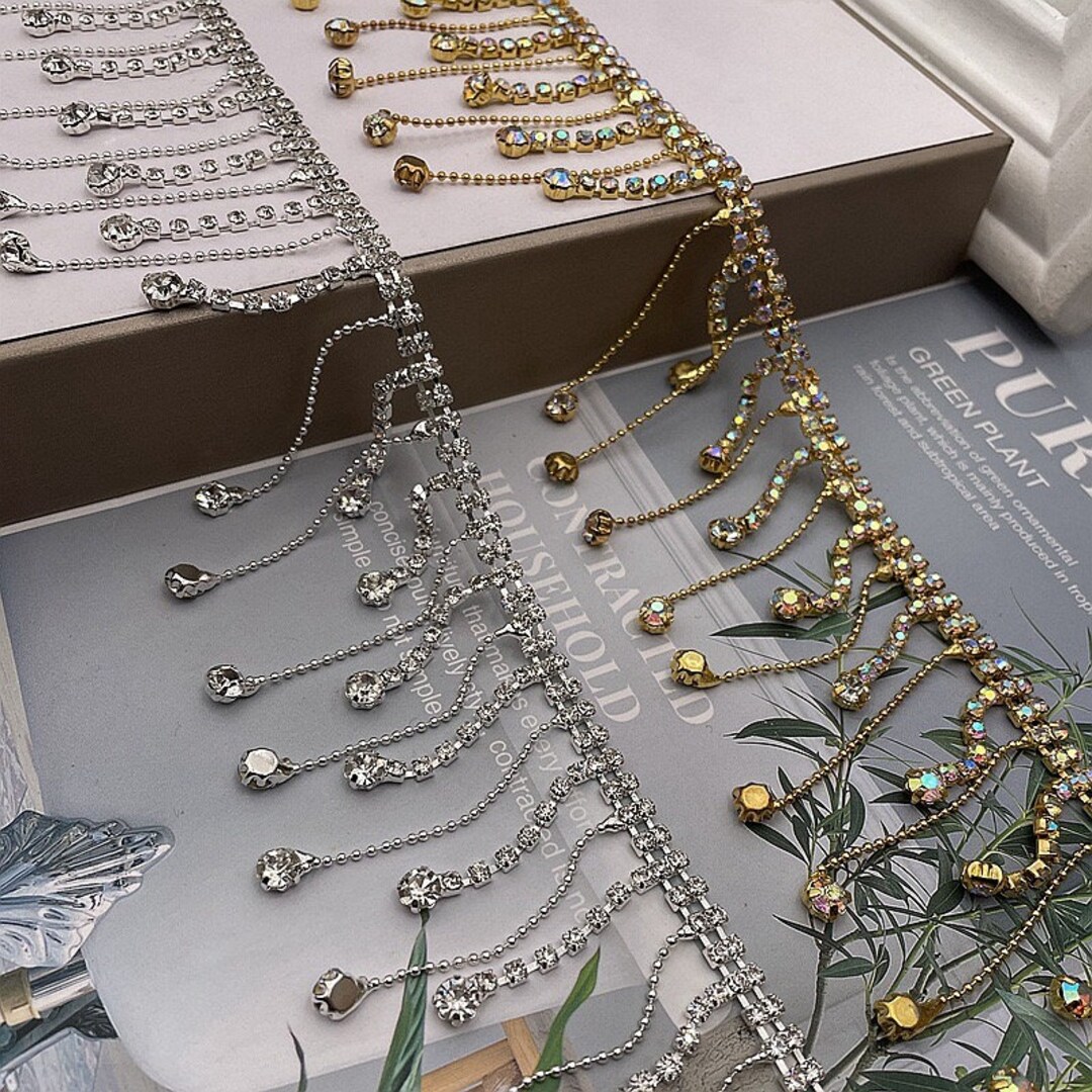 Dangling Rhinestone String Trim by Yards, Immediate Shipping From USA ...