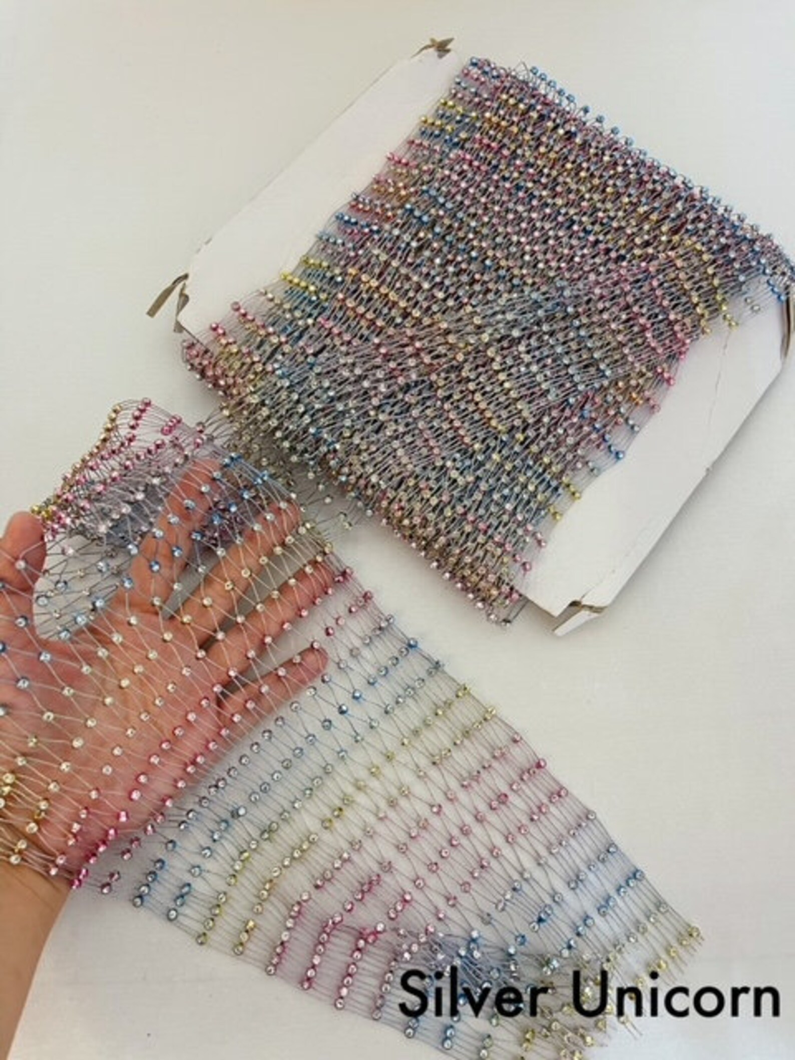 6-22 Inches Wide 7 Colored Gold and Silver Stretchable Crystal ...