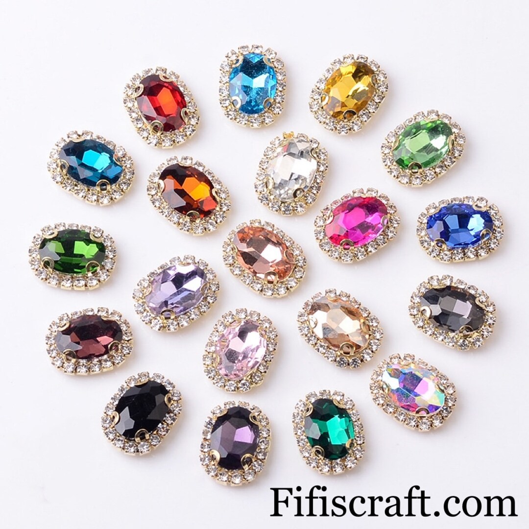 Inner 13X18 Mm, Outer 19x24mm Oval Rhinestone Flatback With 1 Layer of ...
