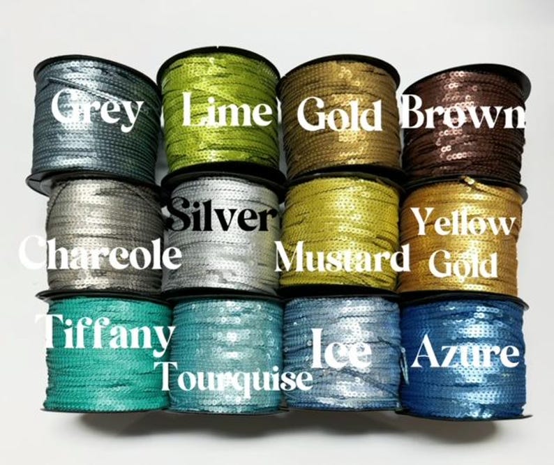 4mm Matt and Iridescent Sequin String by Yard, Rope Fringe Cord 6mm ...