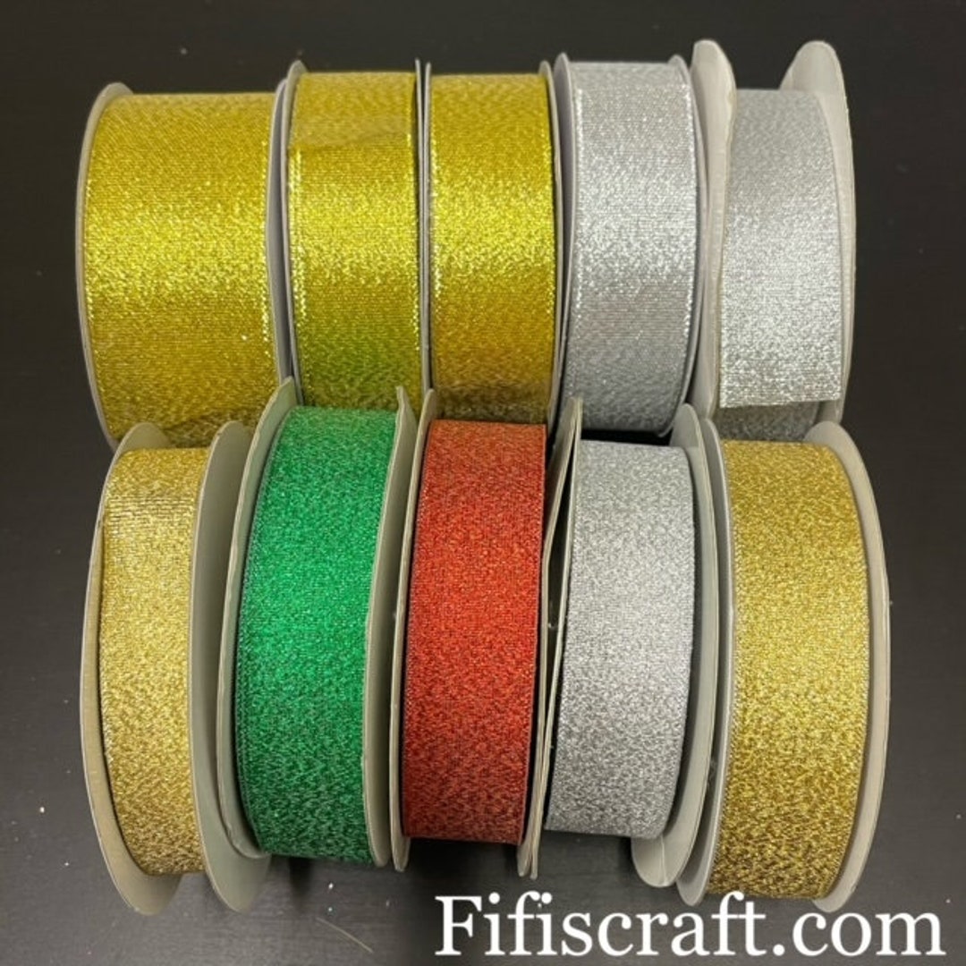 25 Yards Nylon Metallic Glitter Ribbon 7/8-inch, 8 Colors, Immediate ...