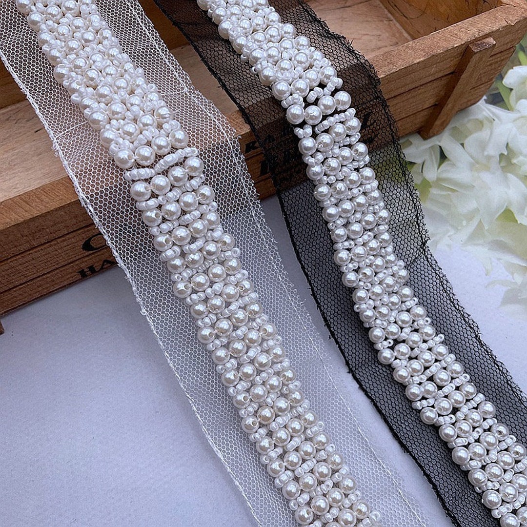 Pearl Trim on Mesh by Yards, Perfect for DIY, Sewing and Crafting ...