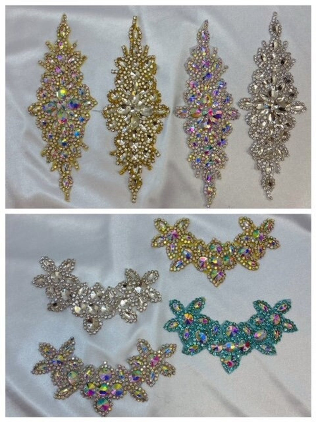 15 Colors of Rhinestone Patch, Rhinestone Applique for Bridal Dress ...