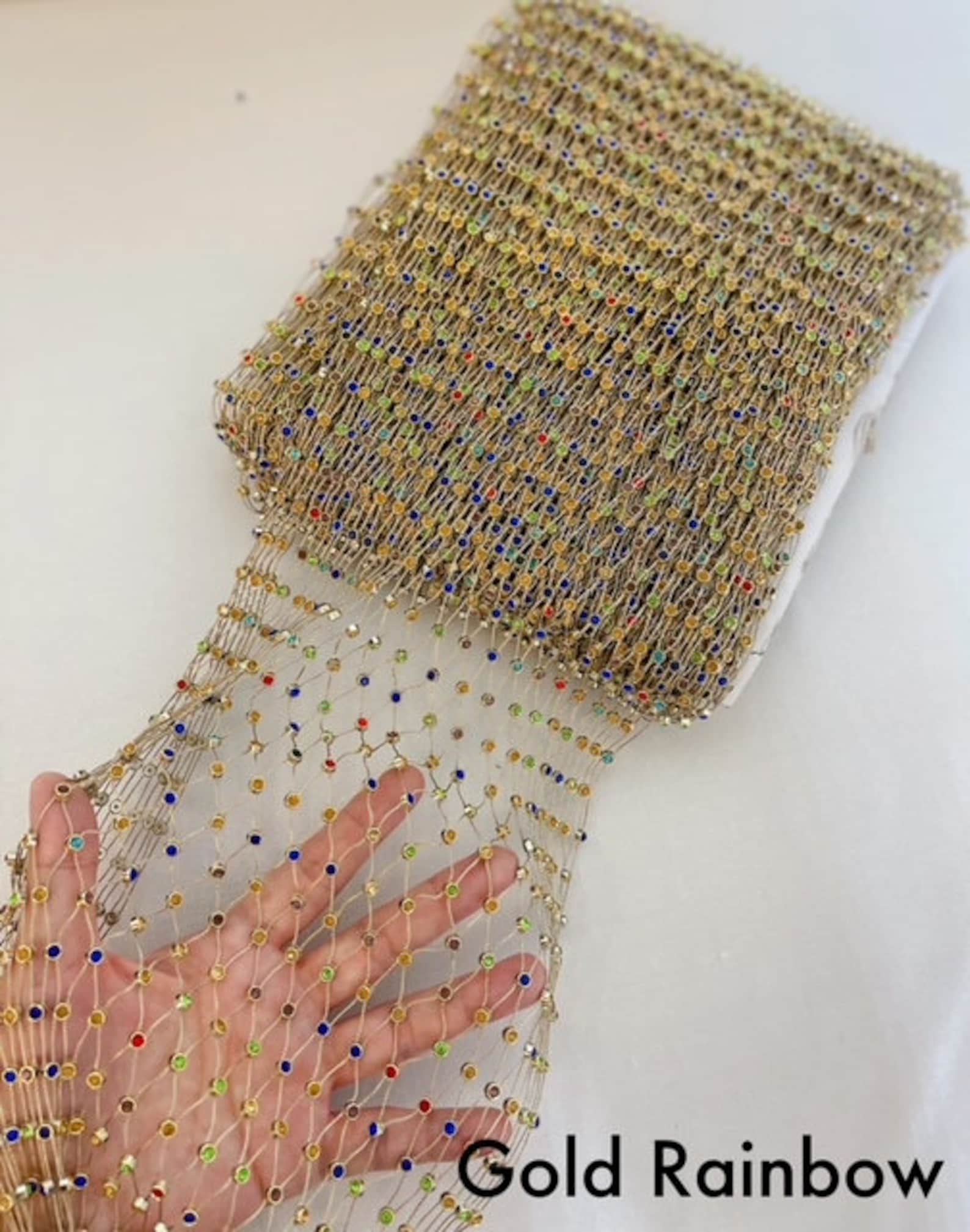 6-22 Inches Wide 7 Colored Gold and Silver Stretchable Crystal ...