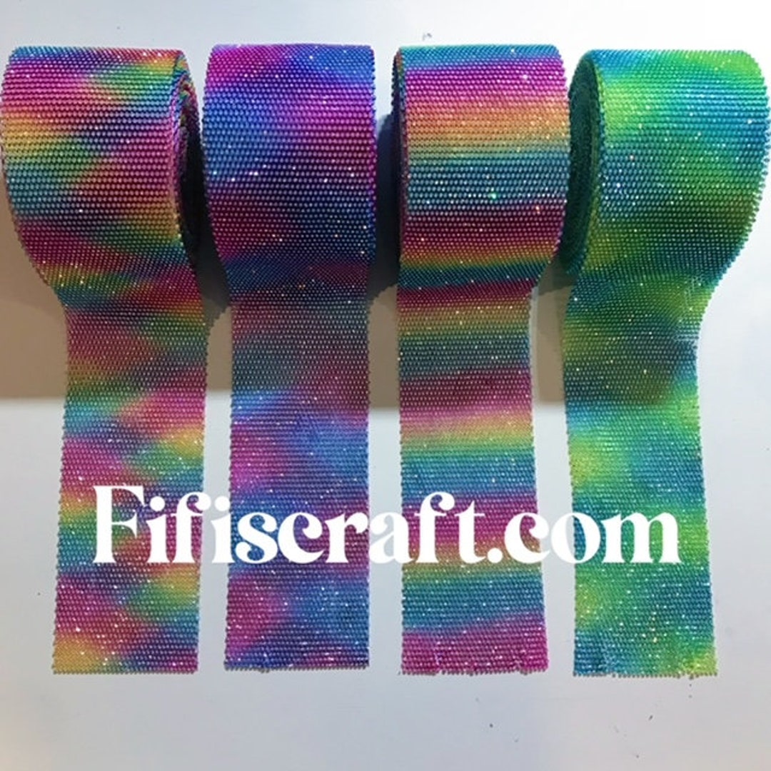 10 Colors of 5 Inches Rainbow Color Wide Stretchable Crystal Rhinestone ...