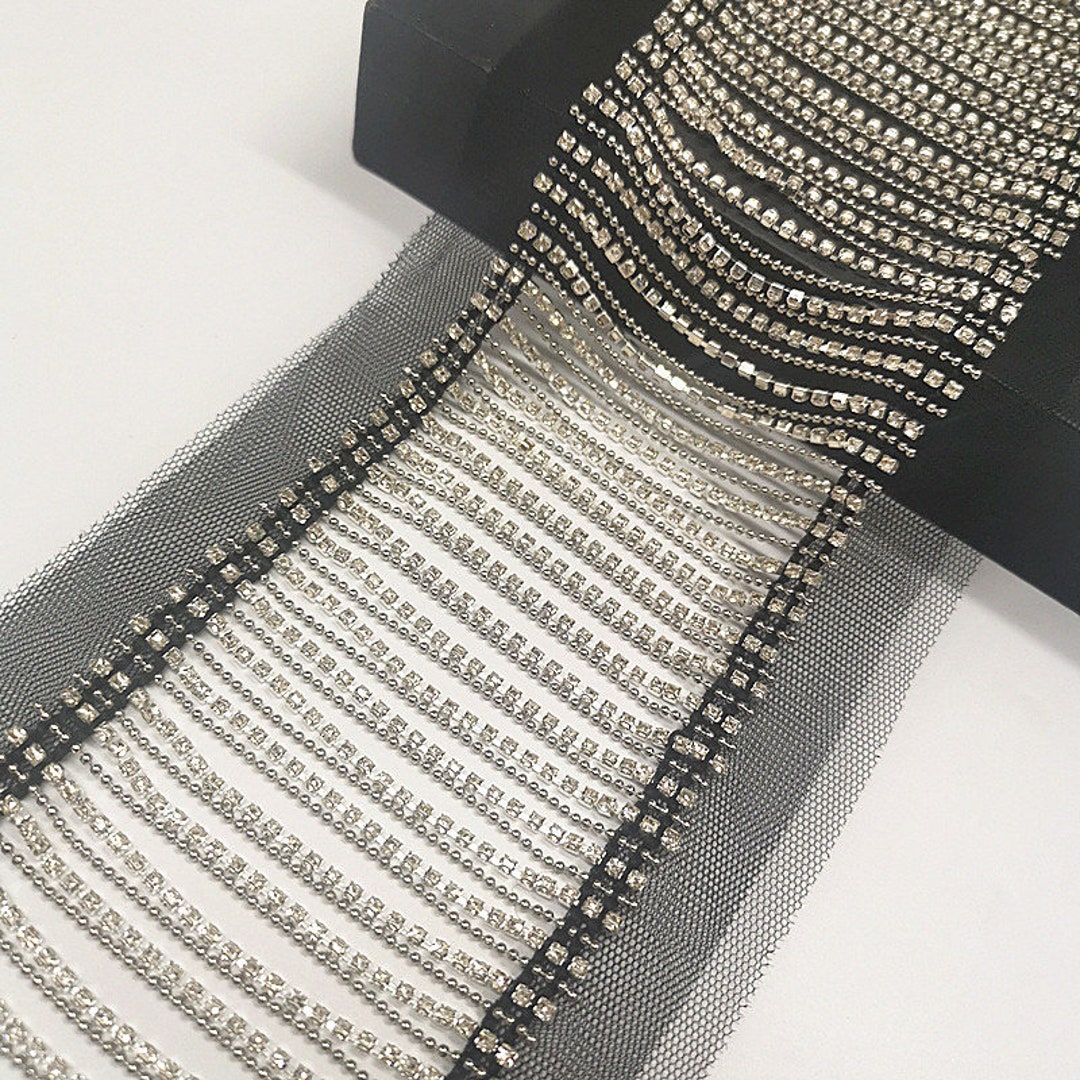 Dangling Rhinestone String Trim on Mesh by Yards - Etsy