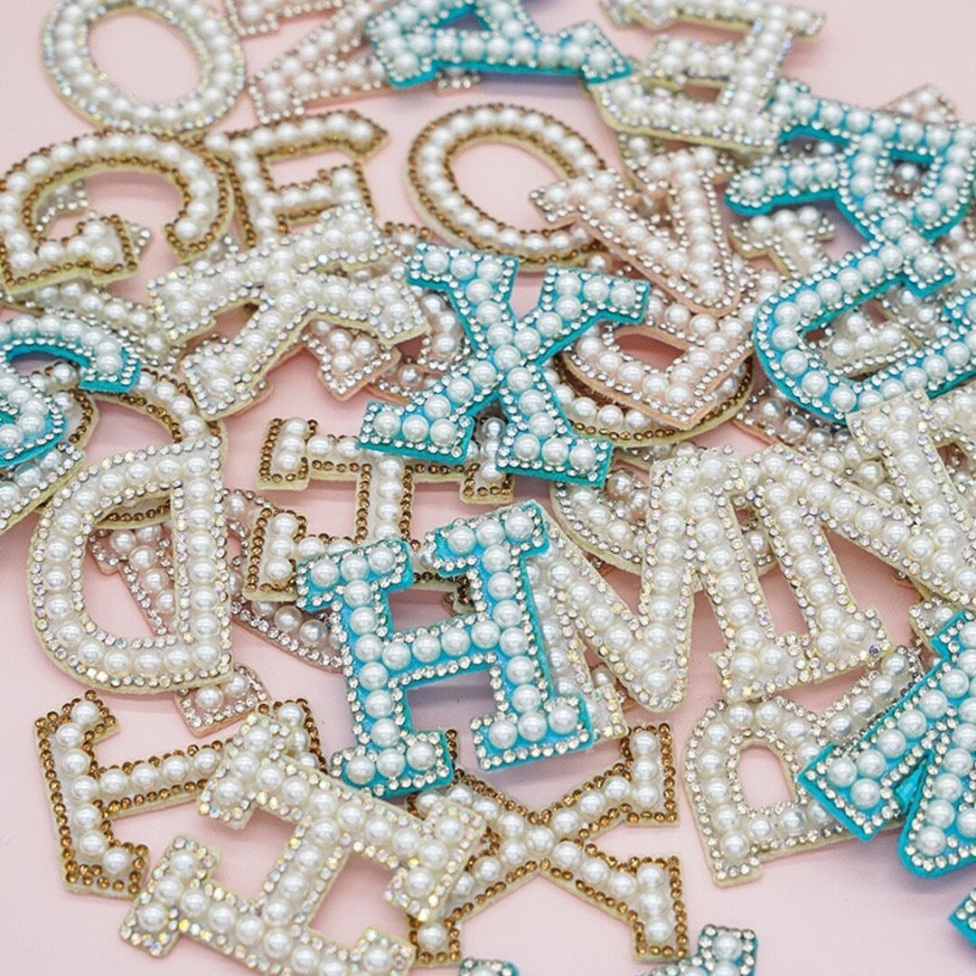 Colored Pearl Alphabet Letter Patch ,2-4.5x4.5cm, Irone on Bridal and ...