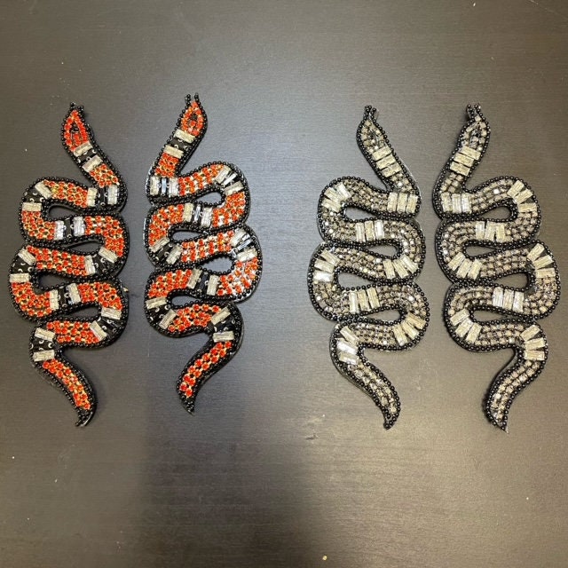 Beaded Snake Patches Python Rhinestone DIY Patch Immediate - Etsy