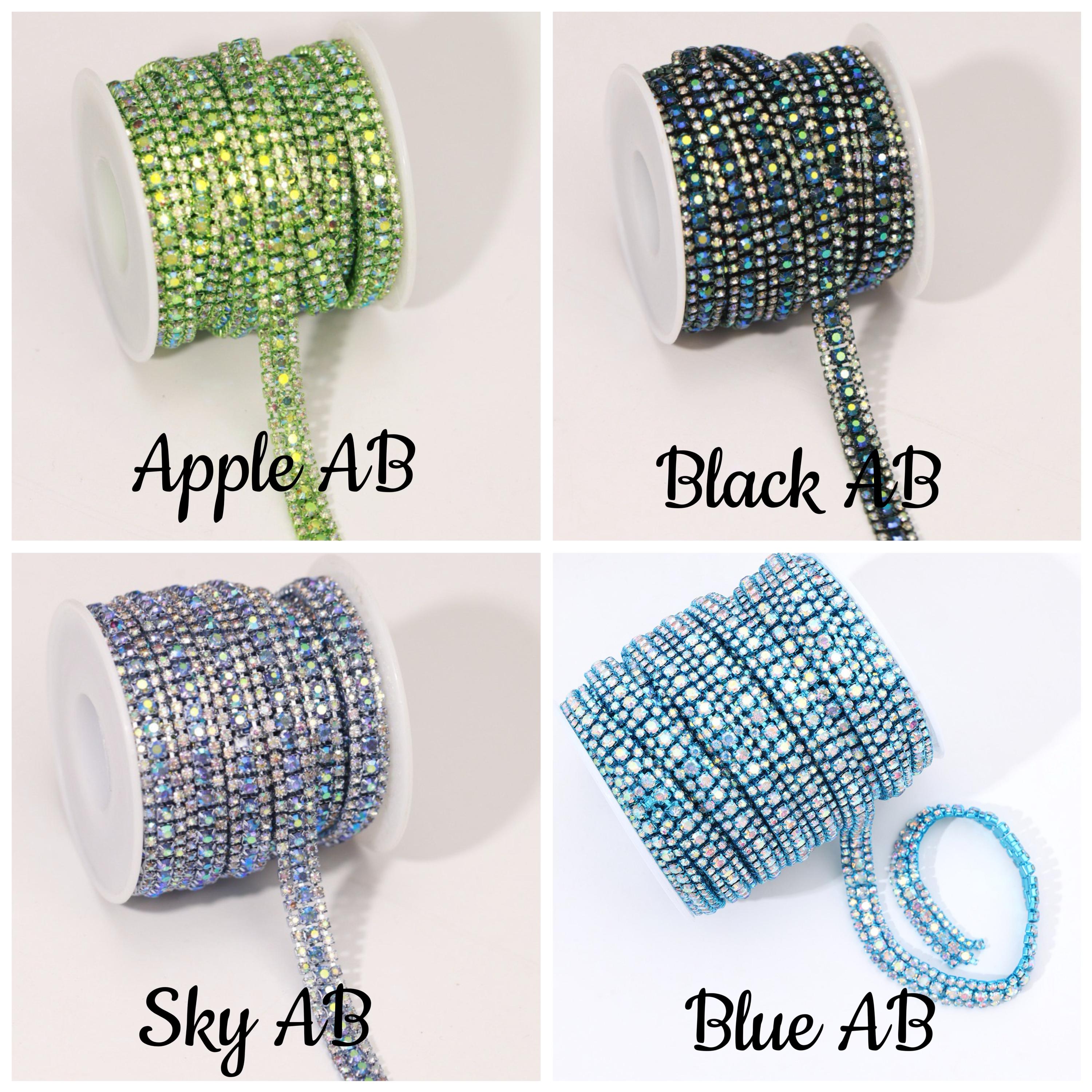 4mm Wide Multi-colored Rhinestone String, 3mm High Quality Glass ...