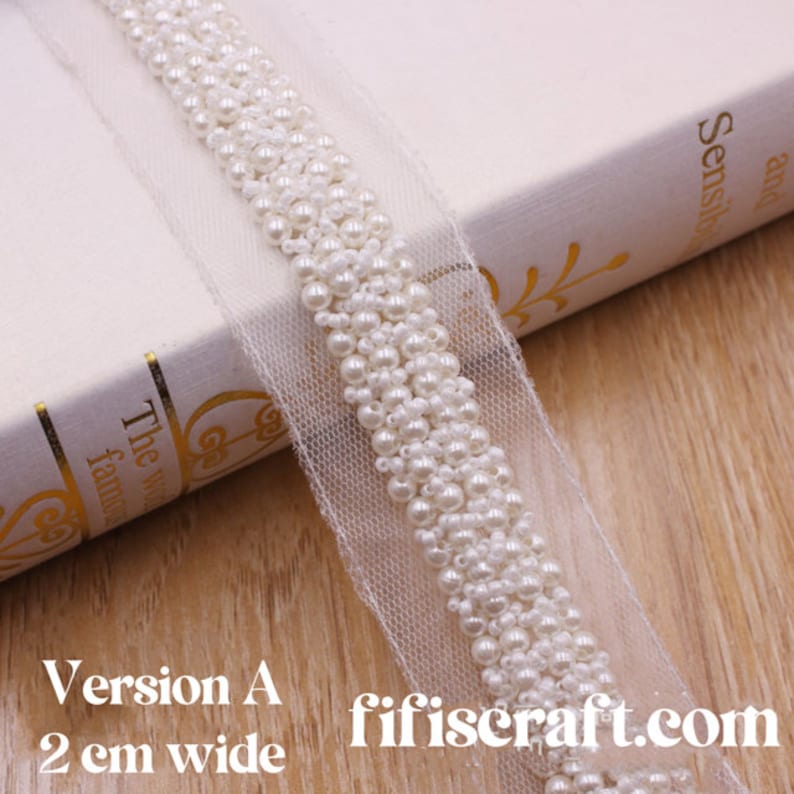 Pearl Trim on Mesh by Yards, Perfect for DIY, Sewing and Crafting ...