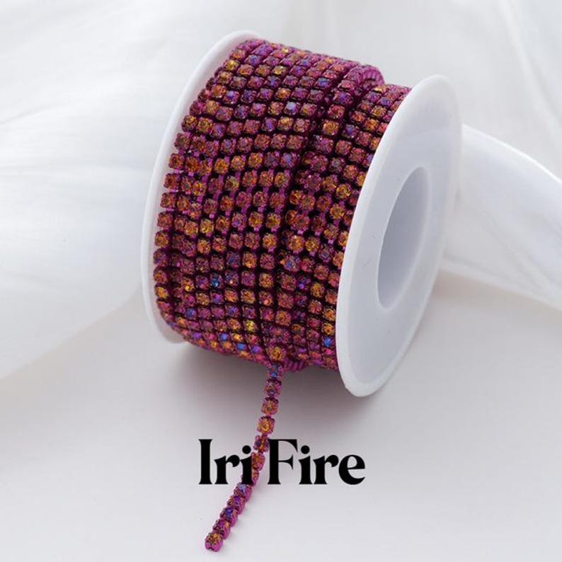 7 Colors of SS12 Iridescent Rhinestone String, 3mm High Quality Glass ...