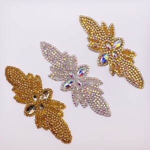 Flower Sun Rhinestone Metal Patch, Rhinestone Applique for Bridal Dress ...