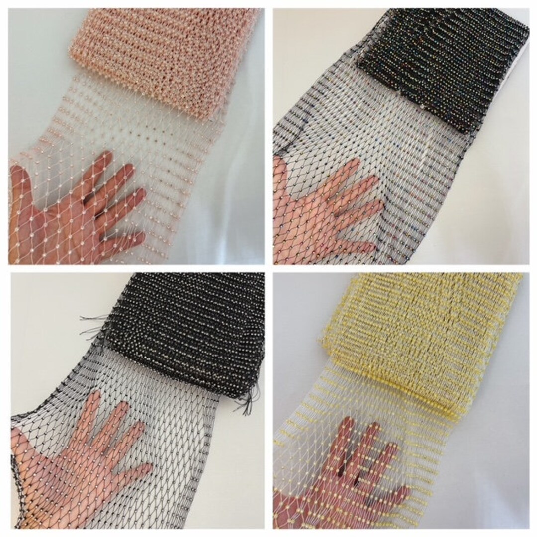 6-22 Inches Colored Stretchable Crystal Rhinestone Mesh/crystal Fishnet ...