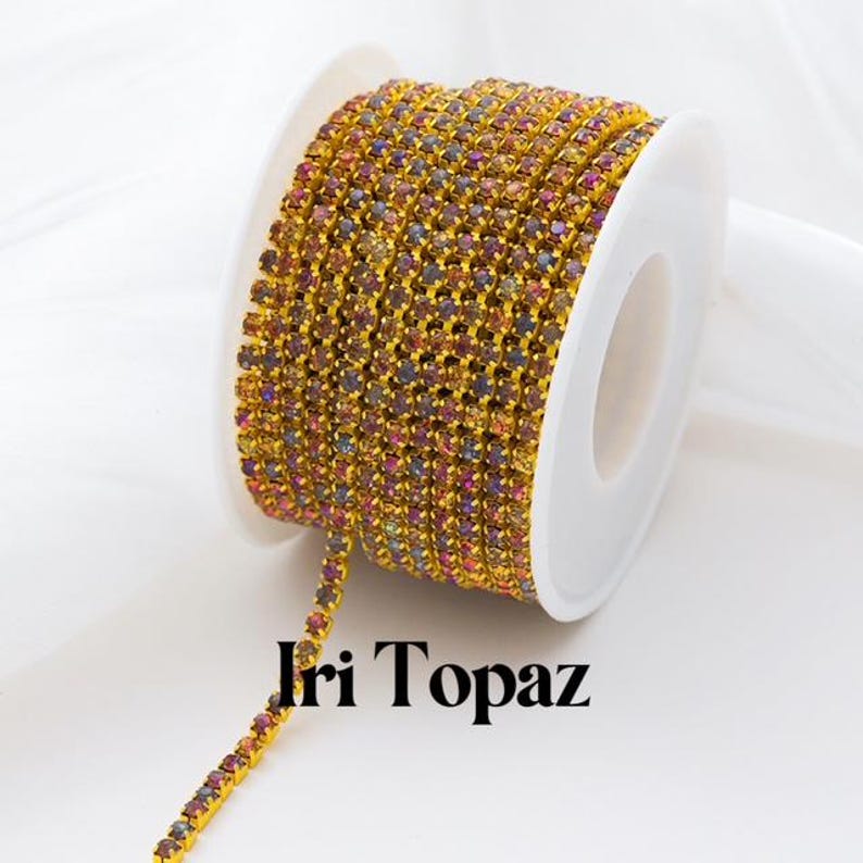 7 Colors of SS12 Iridescent Rhinestone String, 3mm High Quality Glass ...