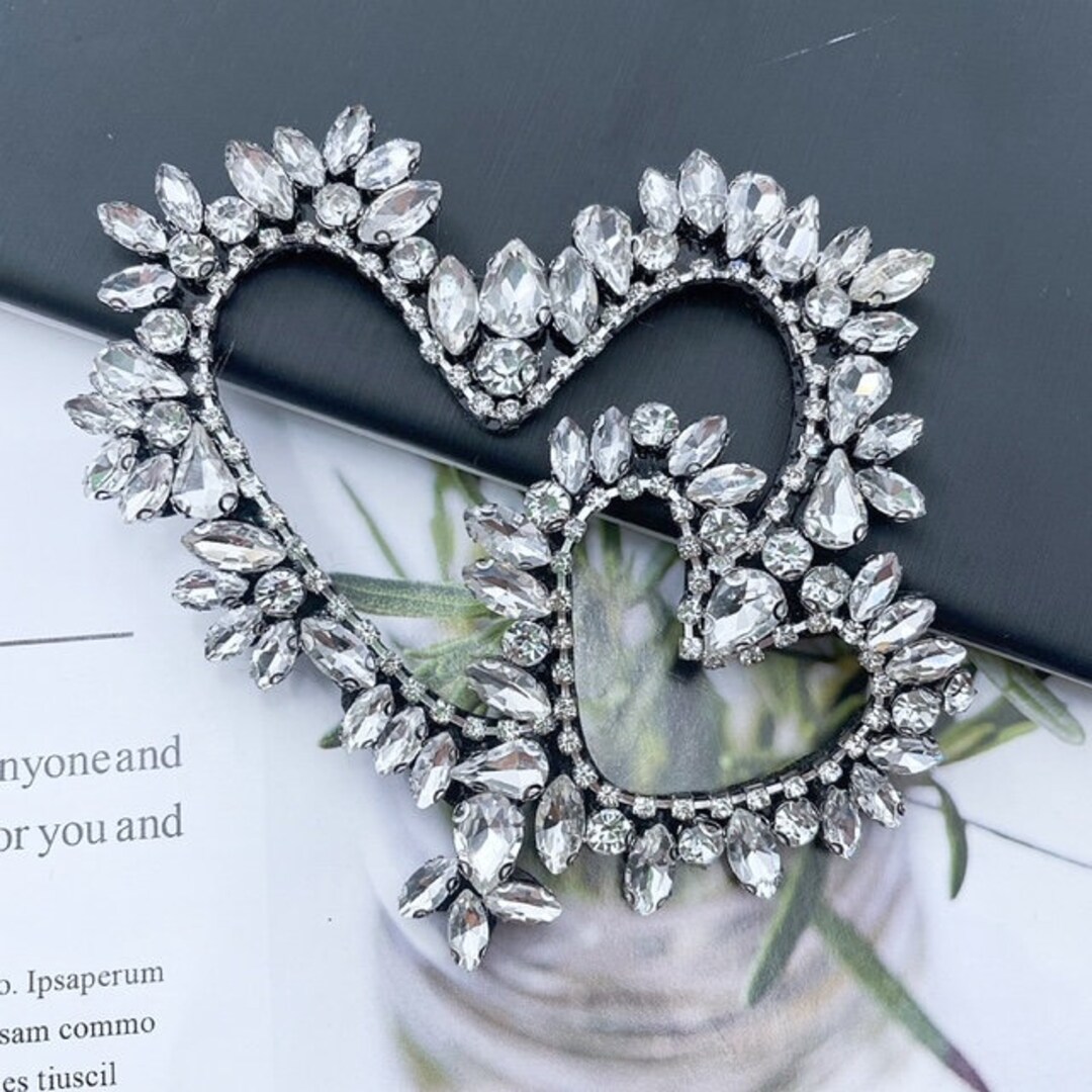 3 Styles of Heart Rhinestone Embroidery Patches, for Sewing and DIY ...