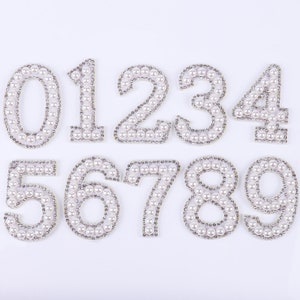 Pearl Arabic Numbers Patches for Clothing,2-4.5x4.5cm, Irone on Bridal ...