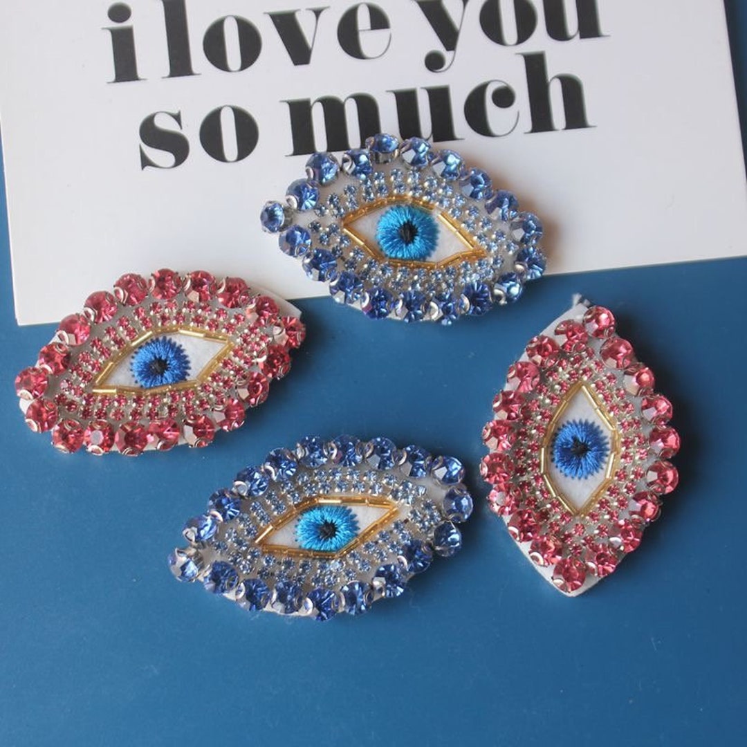 Eye Beaded Patches, Eyes Rhinestone Patch, Immediate Shipping From USA ...