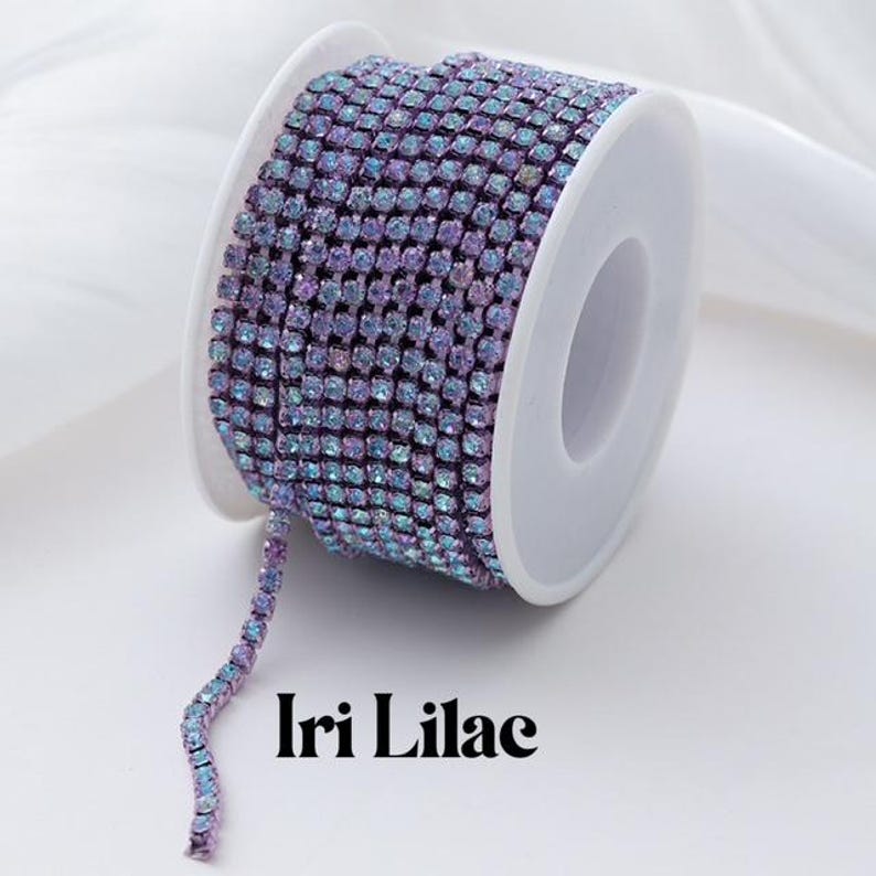 7 Colors of SS12 Iridescent Rhinestone String, 3mm High Quality Glass ...