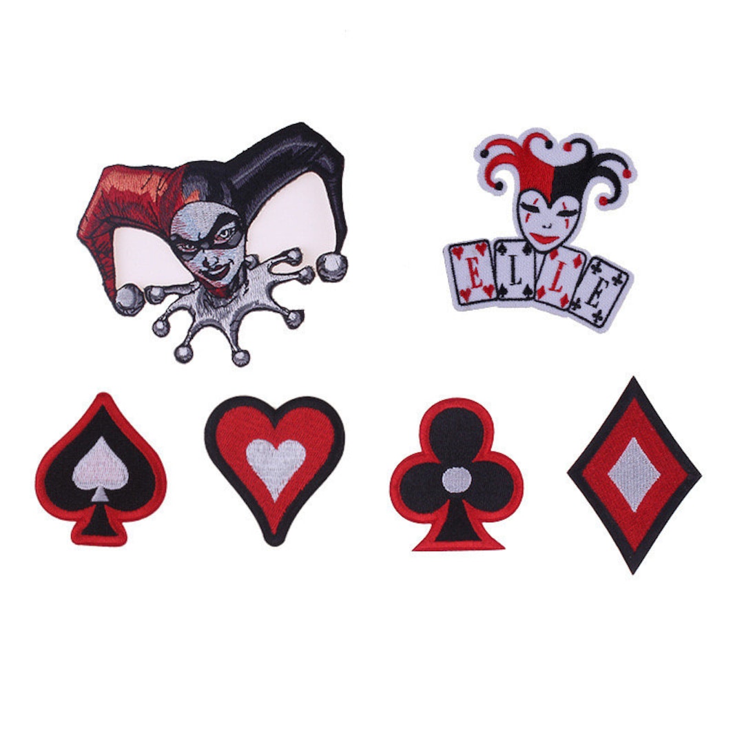 Joker Patches Poker Card Symbol Embroidery Iron on Patches, Club Patch, Heart Path, Heart Patch ...