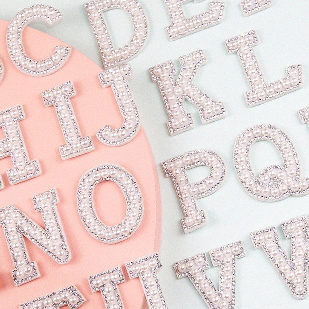 Pearl Alphabet Letter Patch for Clothing,2-4.5x4.5cm, Irone on Bridal ...