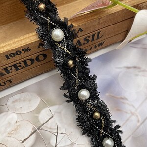 Faux Pearl Beaded String on Tweed Trim by Yards, Perfect for DIY ...