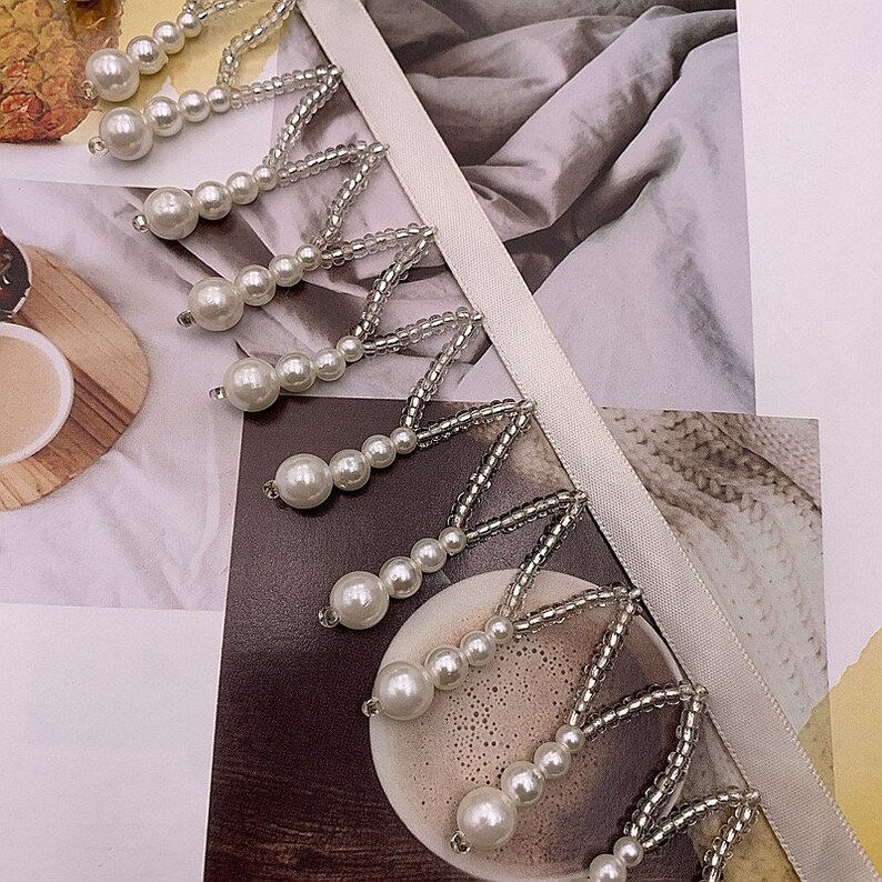 Dangling Pearl String Trim on Lace by Yards 2 Sizes - Etsy