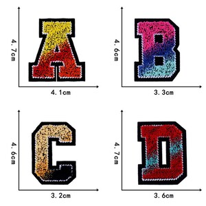 Rainbow Chenille Letter Patches for Clothing, Irone on ,varsity Letter ...