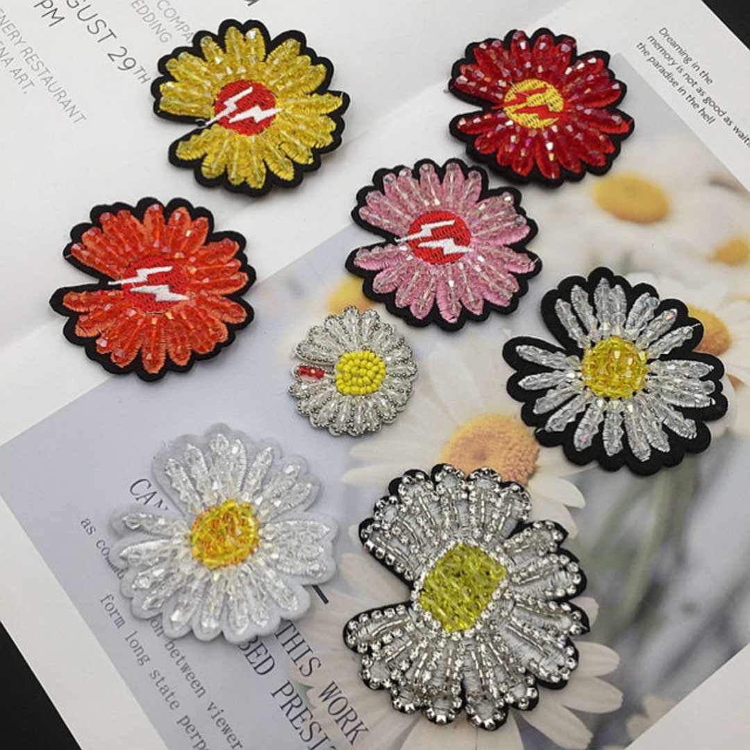 8 Styles If Small and Large Daisy Flower Beaded Embroidery and ...