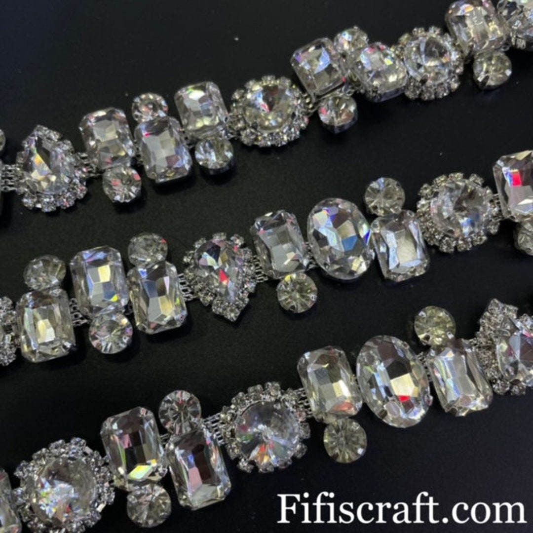 2cm Wide Crown Oval Round Tear Shape Rhinestone String by Yards ...