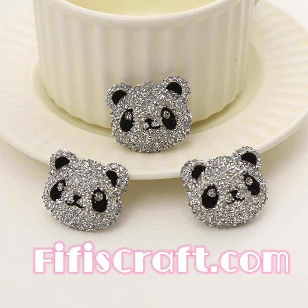 3D Panda Rhinestone Patches, Panda Head Glitter Resin, Immediate ...