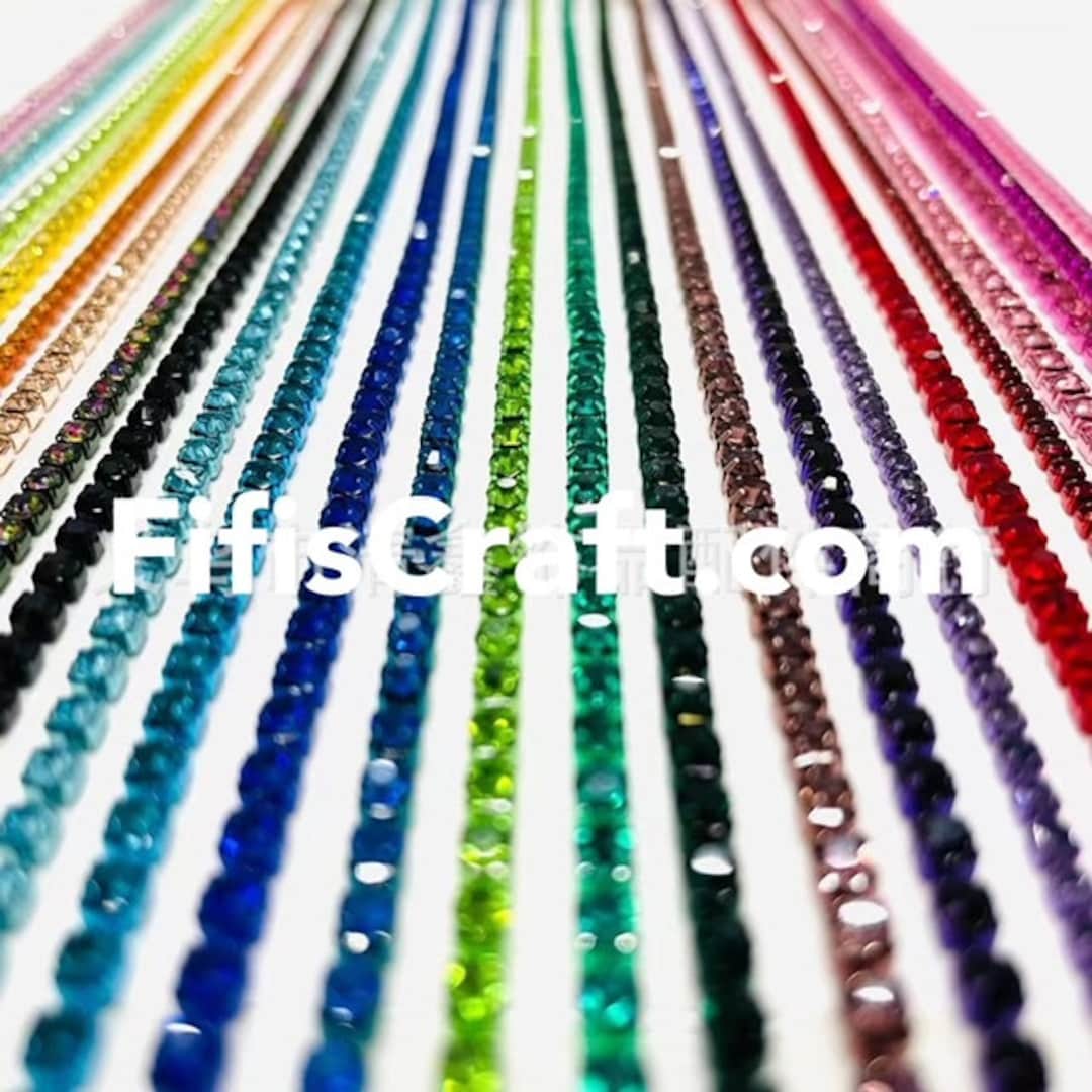 46 Colors of SS6.5, SS8.5 Colored Rhinestone String, High Quality Glass ...