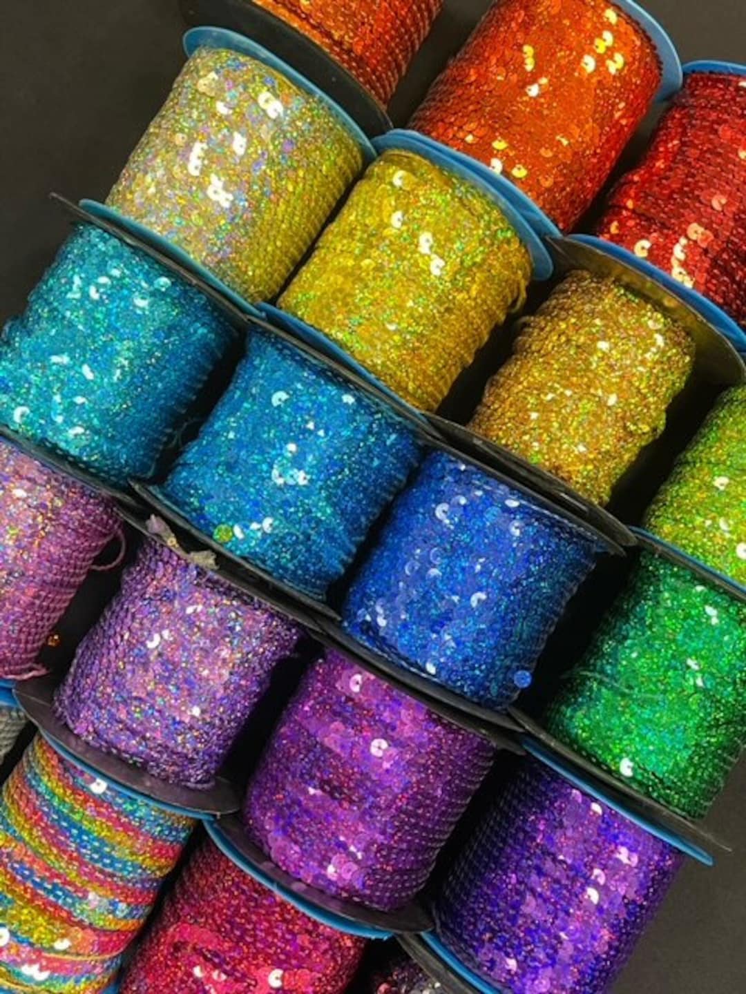 57 Colors of 6mm Laser Flat Sequin String, Glitter Sequin, Transparent ...