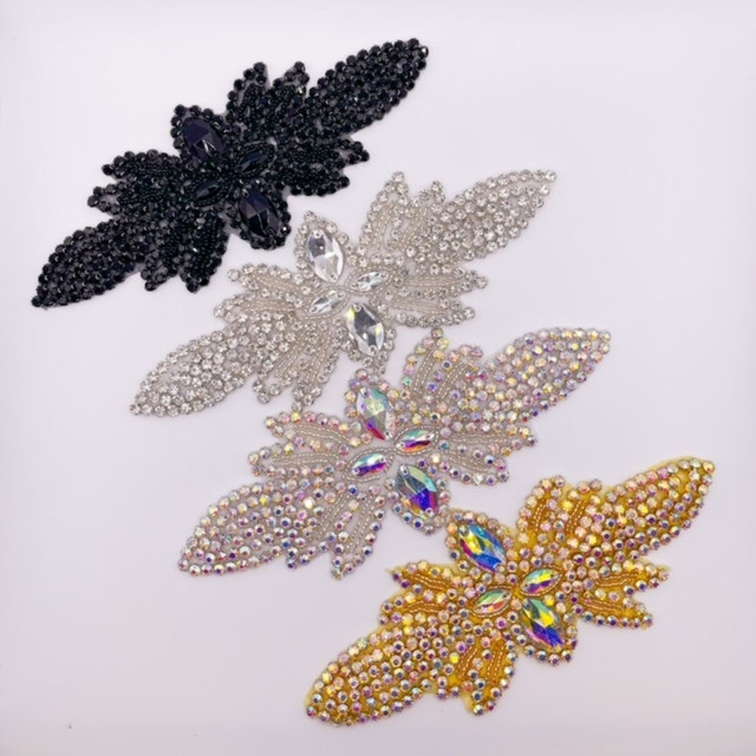Flower Sun Rhinestone Metal Patch, Rhinestone Applique for Bridal Dress ...