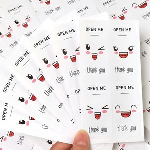 Thank You Sticker With Kawaii and Cute Emoji, Craft Stickers, Product ...