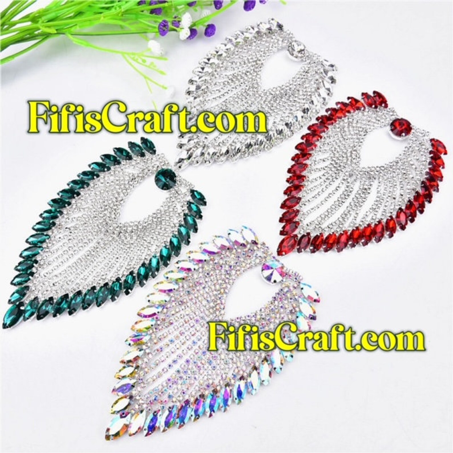 Rhinestone Applique Fancy Shoulder Pad,for Sewing and DIY Project ...