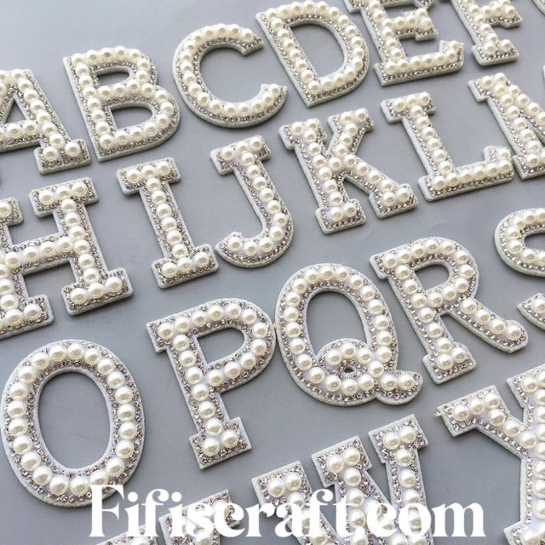 Pearl Alphabet Letters Numbers Patches,2-4.5x4.5cm, Irone on Bridal and ...