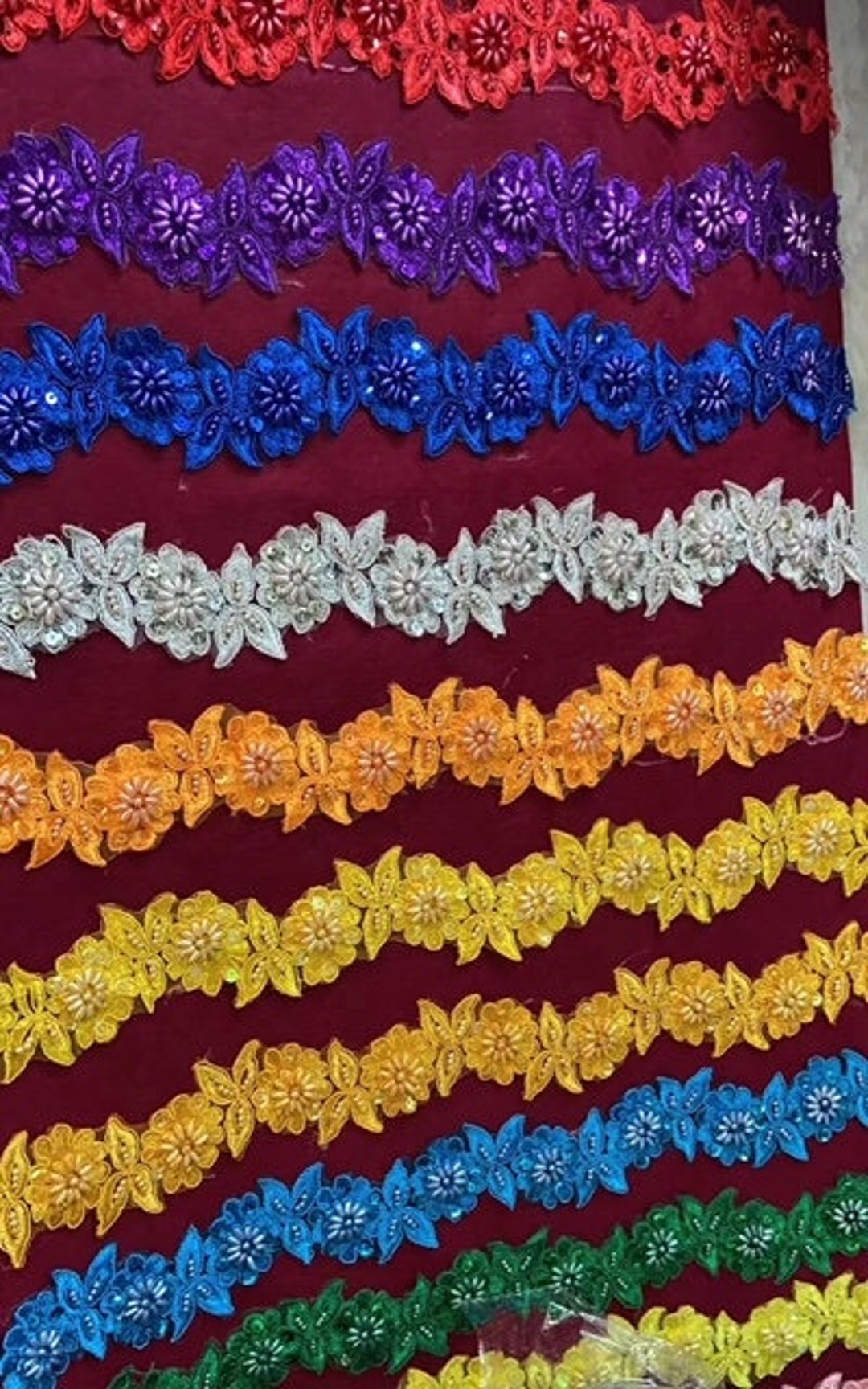 Beaded Flower Embroidery Trim by Yard, 2.5 Inches Wide - Etsy